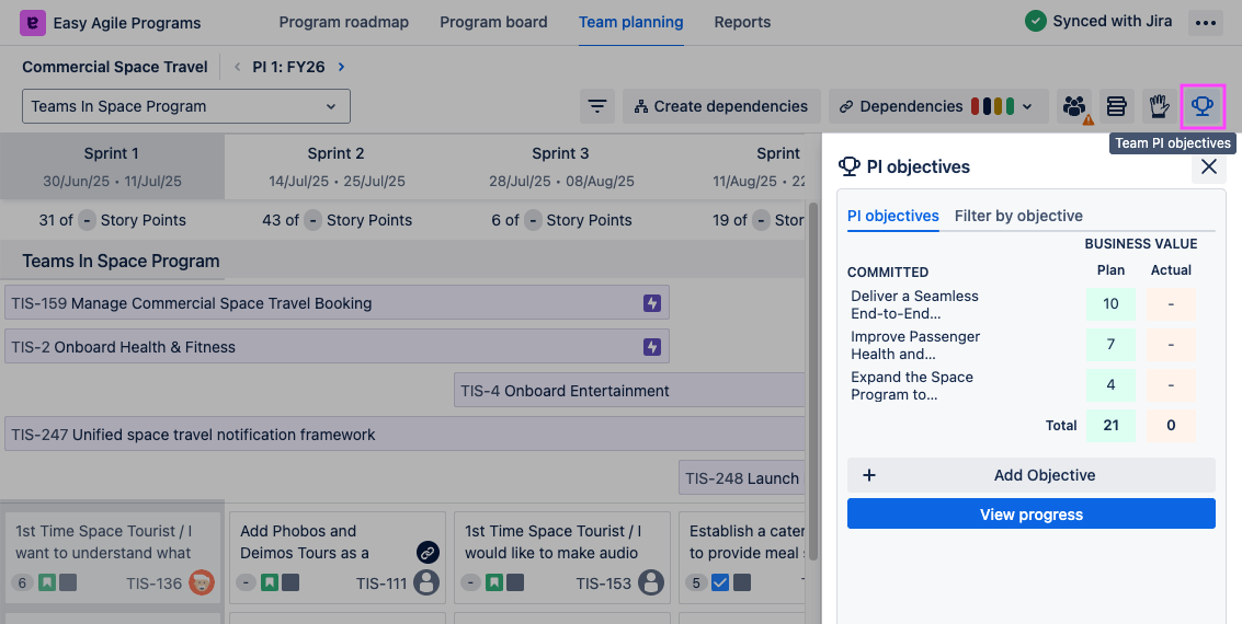 PI Objectives | Easy Agile Help Center